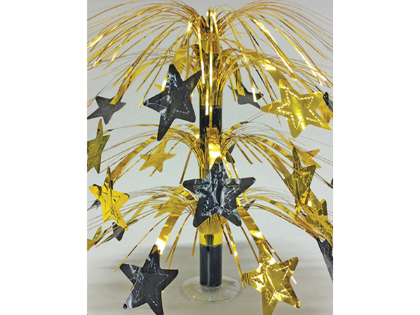 Gold & Black Star Table Centerpiece with Stand – Party King USA